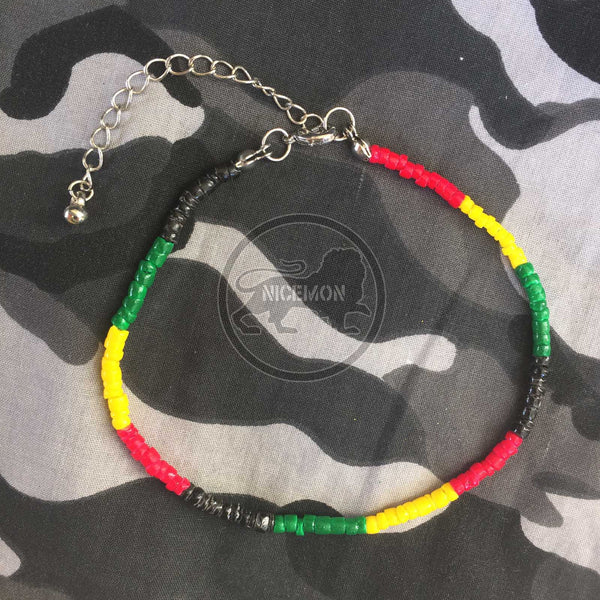 Shell Anklet Rasta Colors White Clam In Rasta Color Anklet Jamaica Haw ...